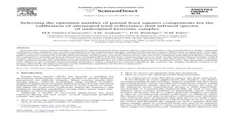 Selecting The Optimum Number Of Partial Least Squares Components For The Calibration Of