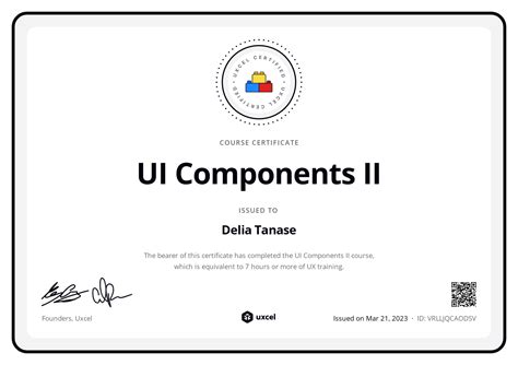 Certificate Of Completion For Ui Components Ii Uxcel