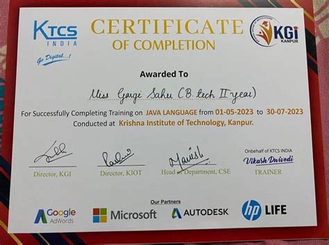 Gargi Sahu On Linkedin Kgi Ktcsindia Javaprogramming Certificateofcompletion