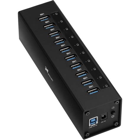 Xcellon 10 Port Powered Usb 3 0 Aluminum Hub Black Usb 10phv2