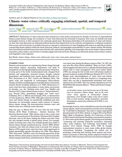 Climate Water Crises Critically Engaging Relational Spatial And Temporal Dimensions Reach