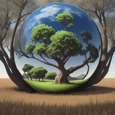 Premium Photo New Photo D Render Of A Grassy Globe With Trees Over A