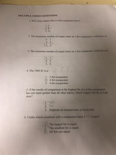 Solved Multiple Choice Questions 1 How Many Inputs Does A