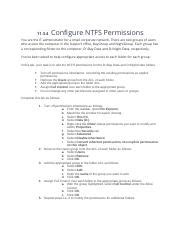 Configure NTFS Permissions Docx Configure NTFS Permissions You Are The IT Administrator