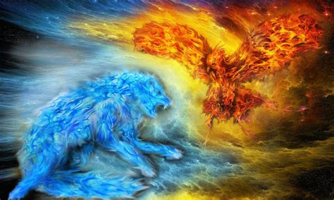 Fire Wolf Vs Ice Wolf Wallpapers Wallpaper Cave