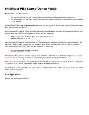Gns Lab MC PIM Sparse Dense Docx Multicast PIM Sparse Dense Mode Multicast PIM Has Three Modes