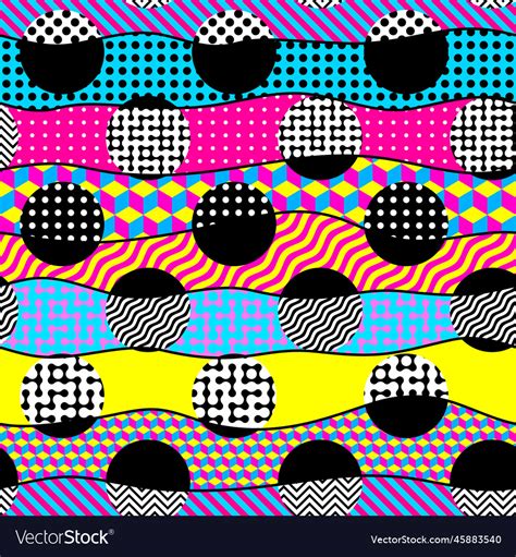 Abstract Geometric Memphis Style Pattern Vector Image