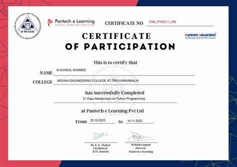 Suheal Ahamed N On Linkedin Pantech Python