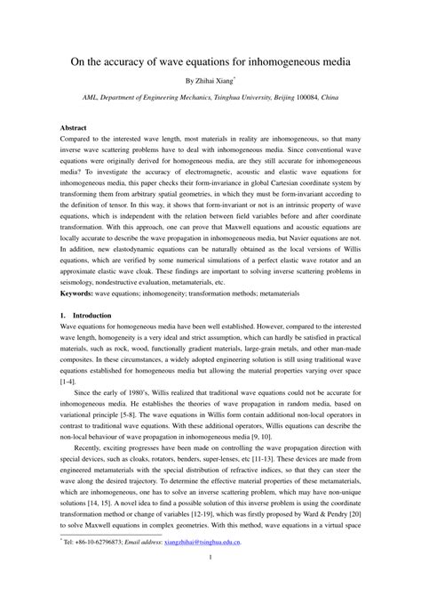 Pdf On The Accuracy Of Wave Equations For Inhomogeneous Media