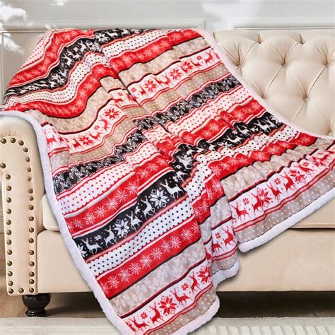 Hitime Christmas Sherpa Fleece Throw Blanket For Couch Bed