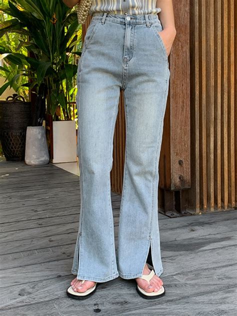 리리앤코 기본롱 팰러빗 스판 속밴딩 부츠컷 절개 데님 팬츠 청바지 여름 신상 여름코디 편안한 신축성 통통녀 자체제작 슬림핏 트임 꾸안꾸 데일리룩 데이트룩 키작녀