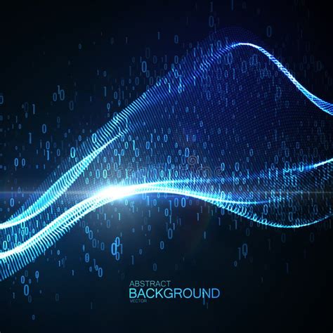 Futuristic Vector Illustration Of Binary Code Particles And Neon