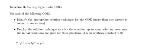 Solved Exercise 3. Solving higher order ODES For each of the | Chegg.com