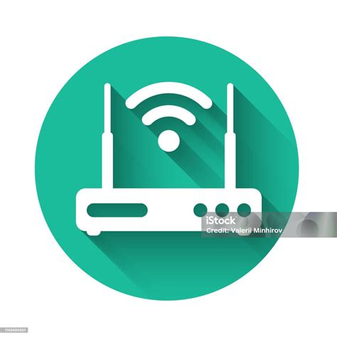 Witte Router En Wifi Signaal Symbool Icoon Geïsoleerd Met Lange Schaduw