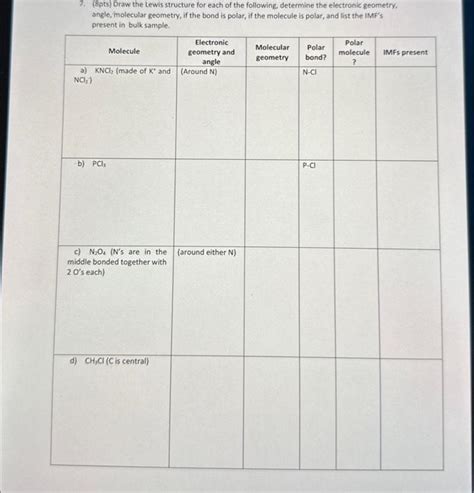 Solved Pts Draw The Lewis Structure For Each Of The Chegg