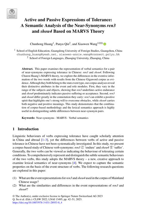 Pdf Active And Passive Expressions Of Tolerance A Semantic Analysis