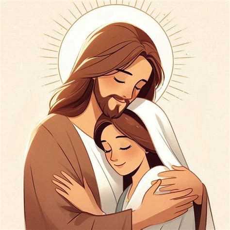 Jesús Abrazando A Un Niño Pequeño Sintiendo Amor Y Cuidado En Los
