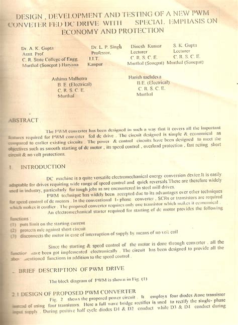 PDF Design Development And Testing Of A New PWM Controlled D C Drives With Special Emphasis