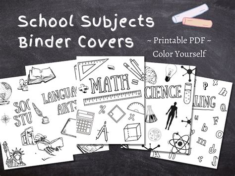 School Subjects Binder Cover Printable Letter Size Teacher Etsy