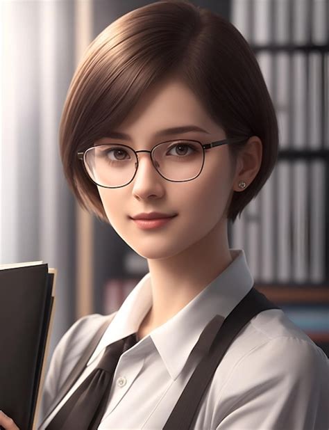 Premium Ai Image Beautiful Women Teacher Glasses In Classroom 02