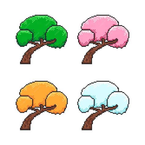 Premium Vector Season Pixel Tree Video Game Ui Asset Elements
