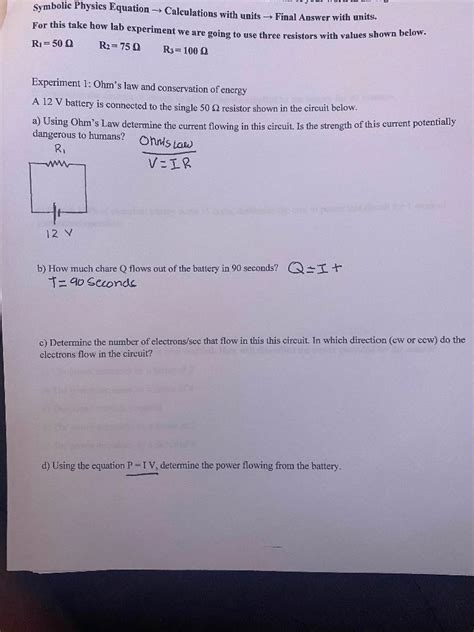solved symbolic physics equation calculations with units