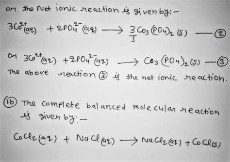 What Are The Balanced Equations And Net Ionic Equations 1a Cocl2