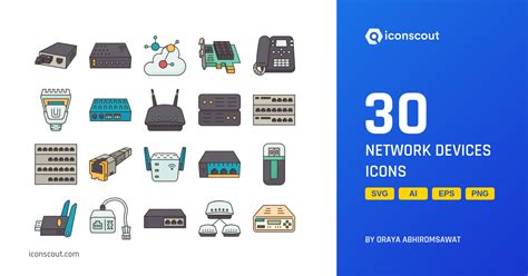 Network Devices Icon Pack 30 Colored Outline Appliances Icons Svg