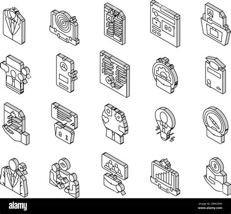 Interview Job Business Employee Isometric Icons Set Vector Stock Vector Image And Art Alamy