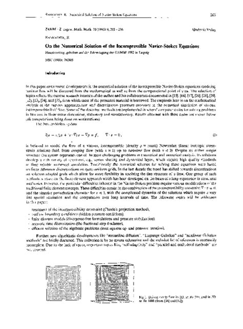 Pdf On The Numerical Solution Of The Incompressible Navier Stokes Equations