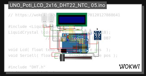 Uno Poti LCD 2x16 DHT22 NTC 05 Ino Wokwi ESP32 STM32 Arduino Simulator