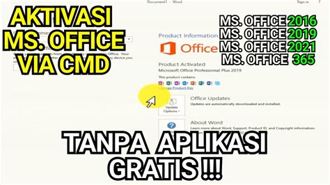Aktivasi Microsoft Office Via Cmd Tanpa Aplikasi Youtube