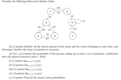 Solved Consider The Following Finite State Markov Chain 23