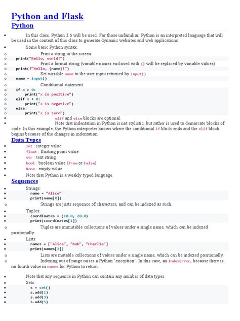 Python And Flask Notes Pdf Web Server Internet And Web
