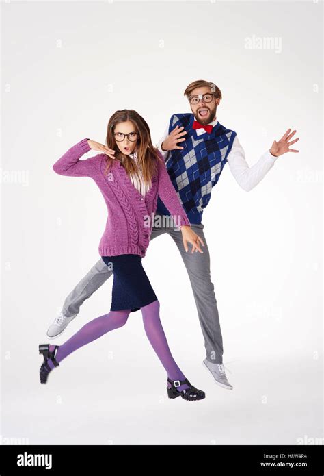 Nerds Having Fun While Dancing Stock Photo Alamy