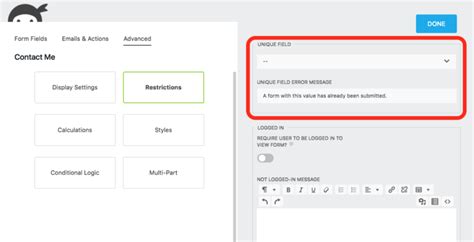 Unique Field Validation Ninja Forms