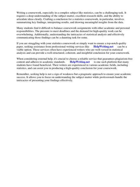 Statistics Coursework Conclusion Sample Pdf