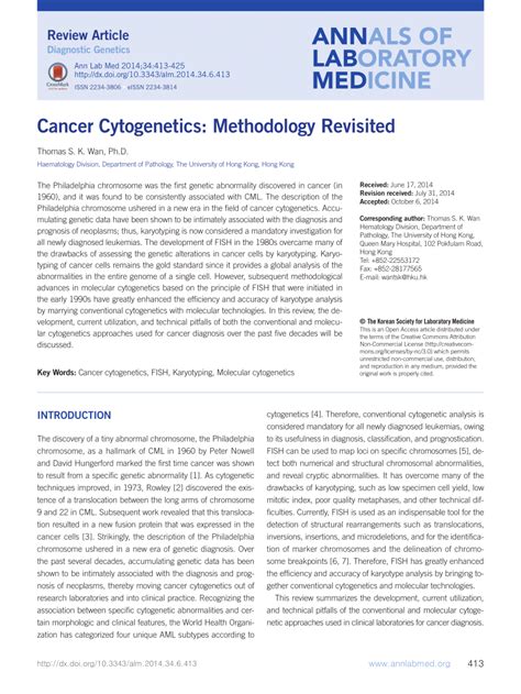 Pdf Cancer Cytogenetics Methodology Revisited