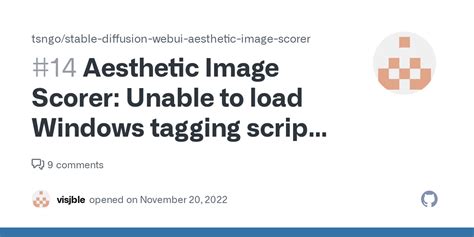 aesthetic image scorer unable to load windows tagging script from