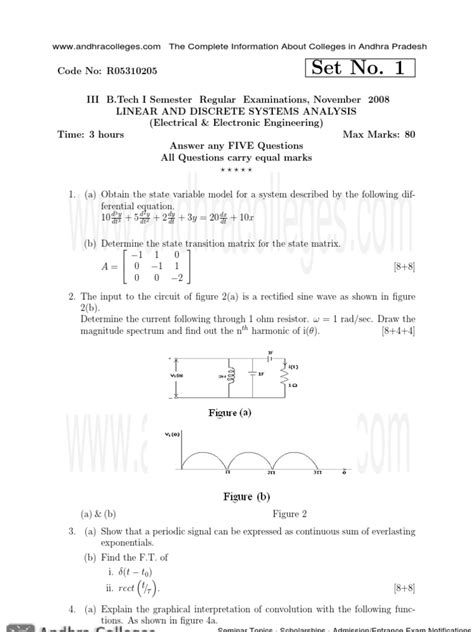 08 R05310205 Linear And Discrete Systems Analysis Pdf Electromagnetism Applied Mathematics