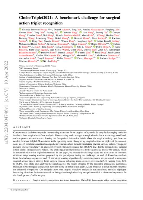 Pdf Cholectriplet2021 A Benchmark Challenge For Surgical Action Triplet Recognition
