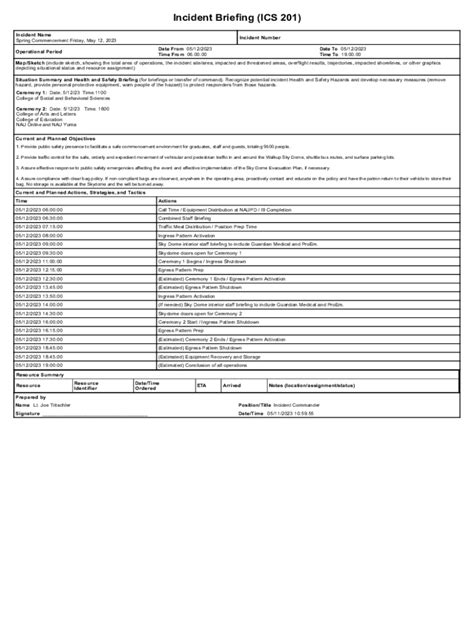 Fillable Online Incident Briefing Ics 201 Incident Objectives Ics 202 Fax Email Print