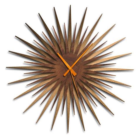 Mid Century Modern Atomic Era Clock Bronze Walnut Black Wall Decor Midcentury Wall Clocks