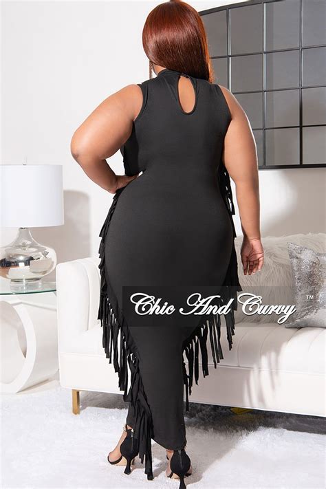 Final Sale Plus Size Sleeveless Fringe Midi Dress Chic And Curvy