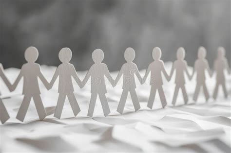 Paper Figures Holding Hands On A Textured Background Symbolize Unity