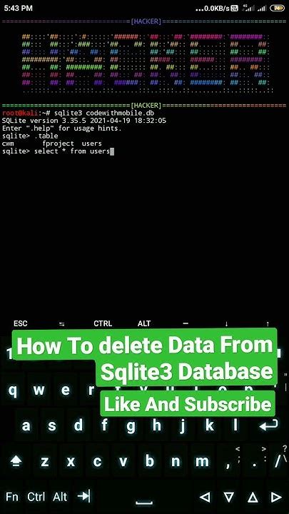 Delete Data From Sqlite3 Database Shorts Youtube