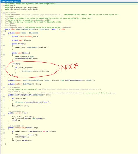 LeakTrackingObjectPool Does Not Report Leaks Because It Only Throws In Microsoft S Own Debug