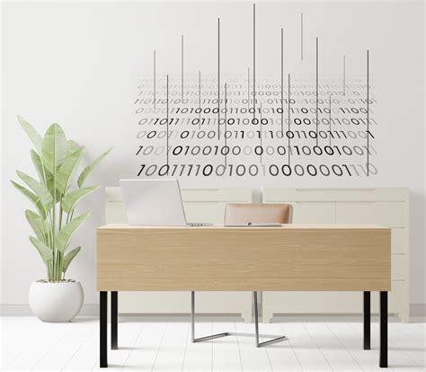 Binary Code Wall Decal Technology Vinyl Wall Art Decals Gamer Room Decal Computer It Decor