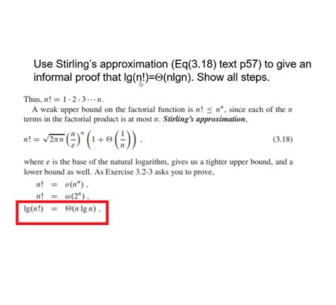 Solved Use Stirlings Approximation Eq 3 18 Text P57 To