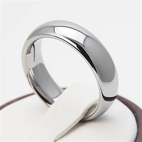 Silver Grey Tungsten Carbide Ring 6mm Men Wedding Band High Polished